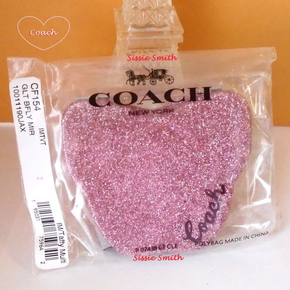 Coach | Makeup | Nwtcoach Pink Glitter Butterfly Compact Mirror | Poshmark